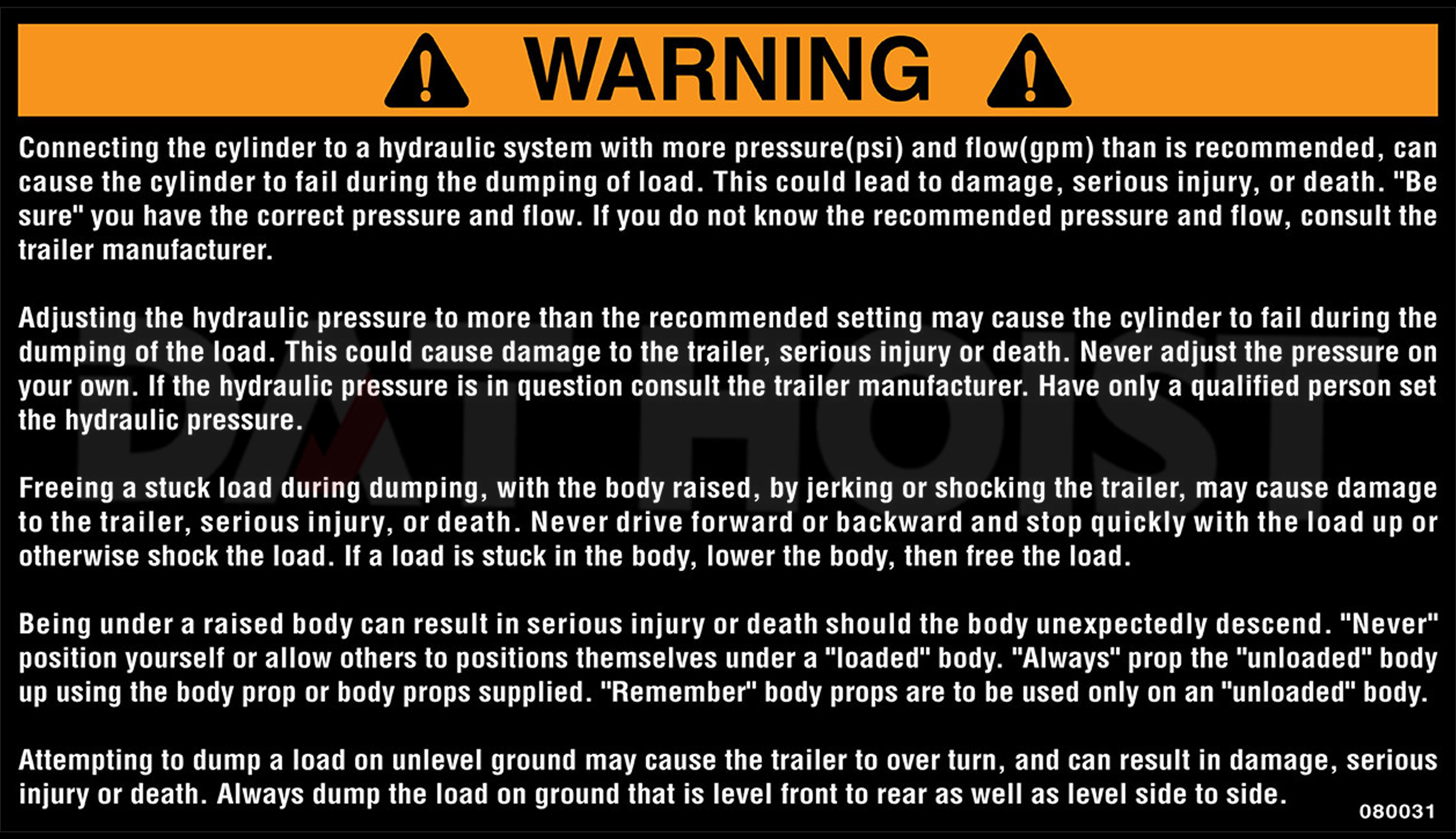Warning Label，"Use only the recommended hydraulic pressure and flow ...